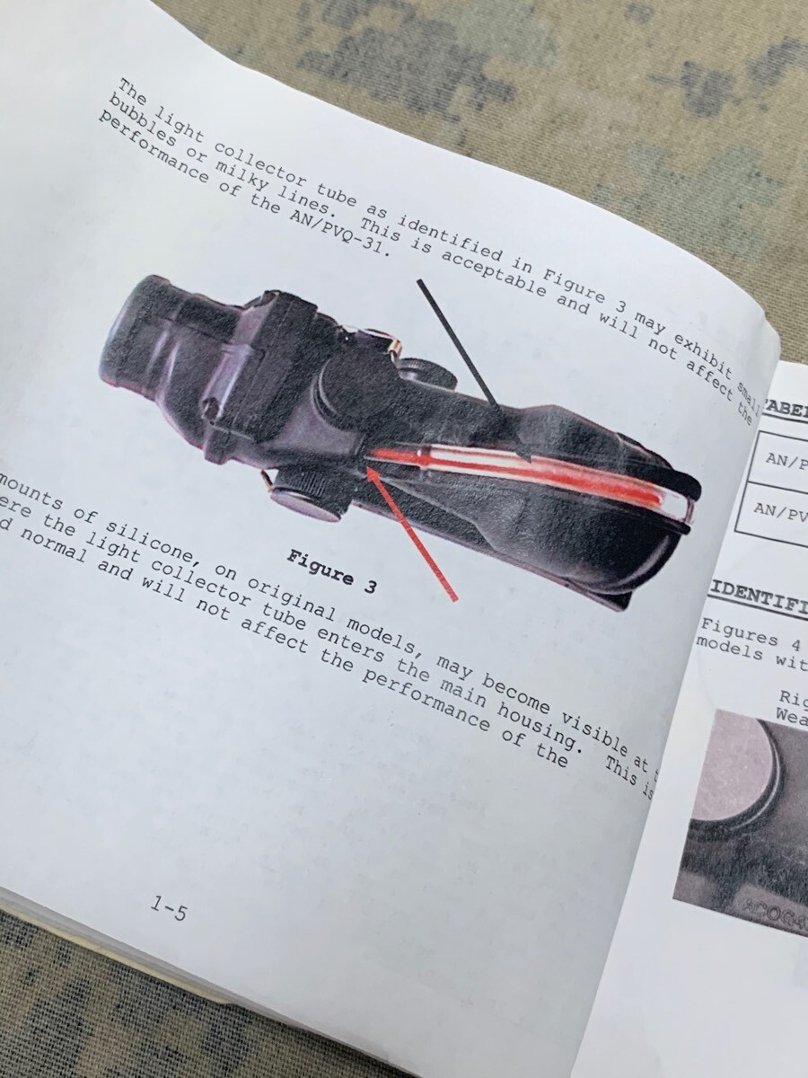 米軍実物 AN/PVQ-31A ACOG マニュアル マニュアル/洋書/マガジン