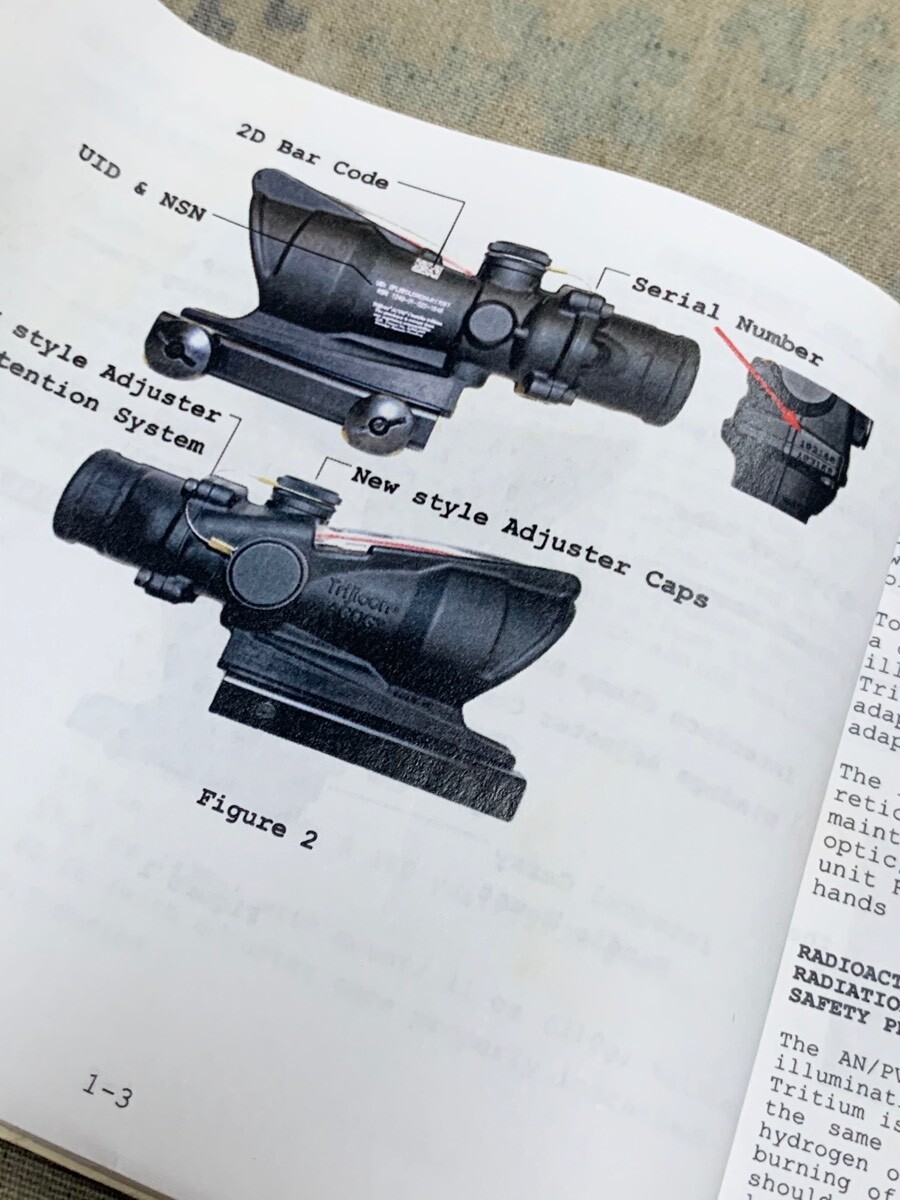 米軍実物 AN/PVQ-31A ACOG マニュアル マニュアル/洋書/マガジン